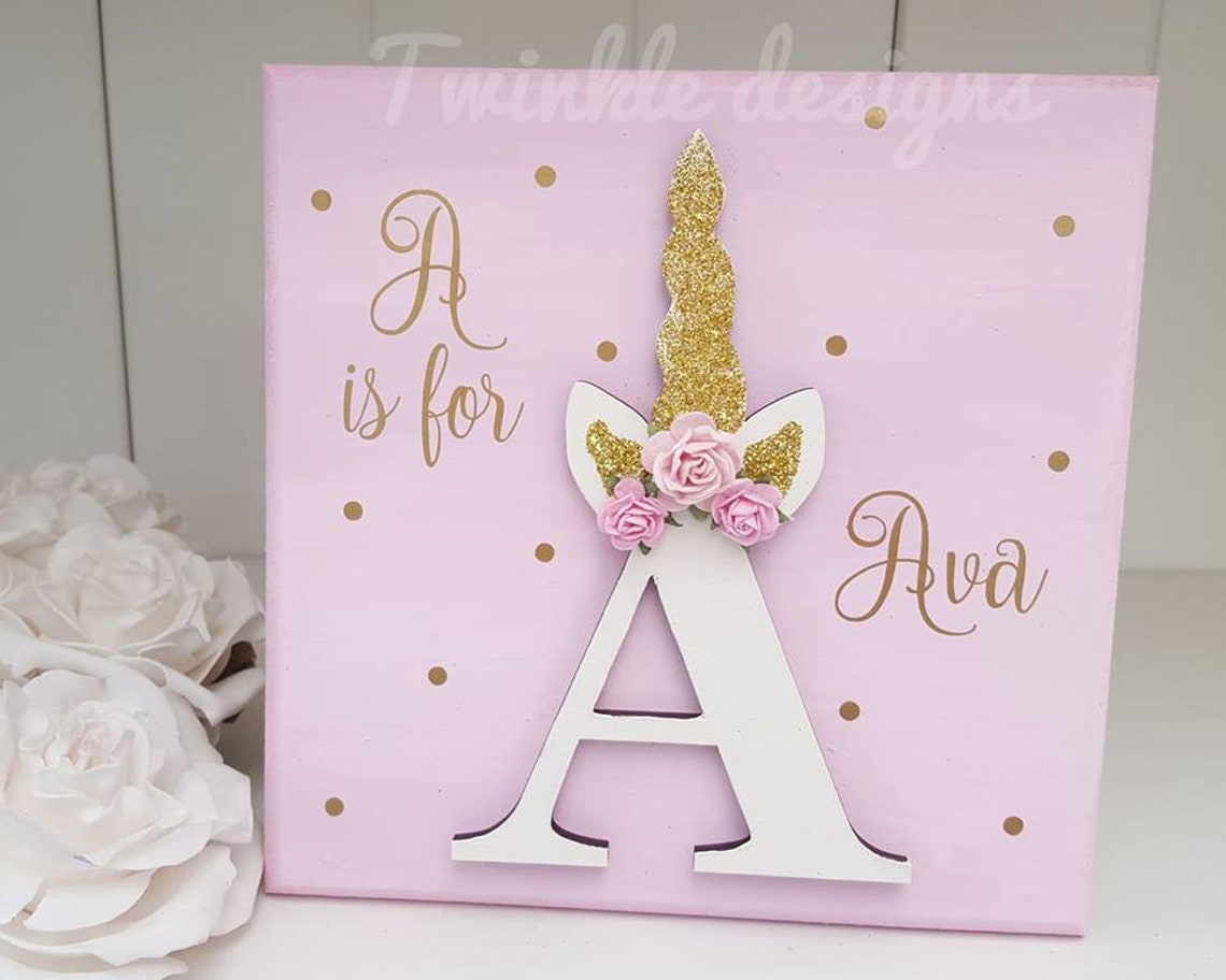Personalised Wooden Unicorn Letter Wall Plaque Nursery Decor | Etsy