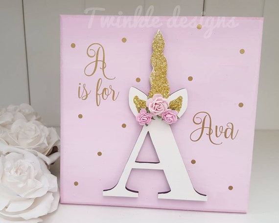Personalised Wooden Unicorn Letter Wall Plaque Nursery Decor | Etsy UK