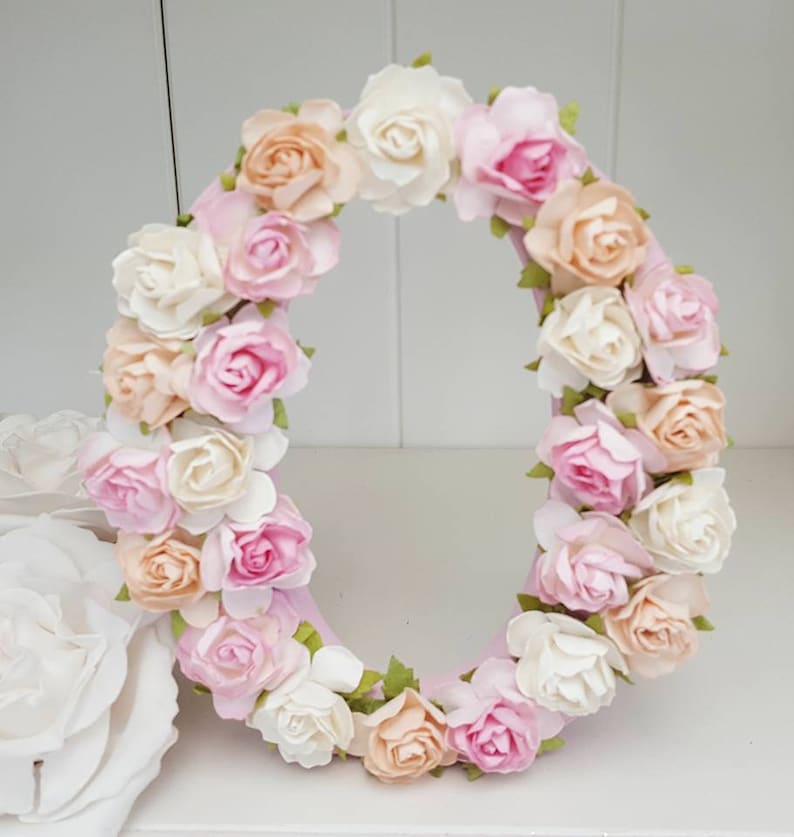Freestanding Floral Roses Letter Flower Initial Number Baby | Etsy UK