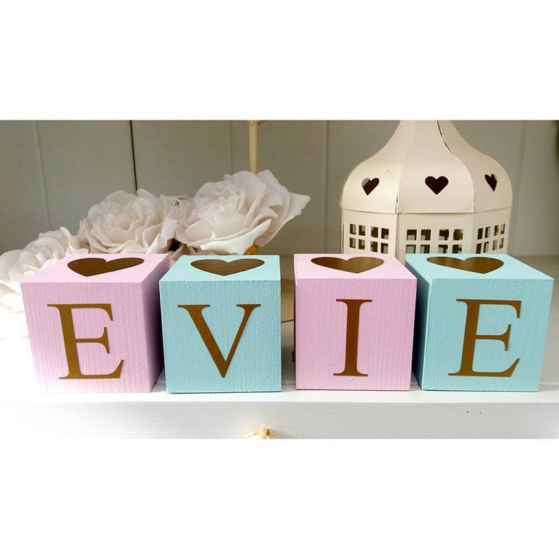 Freestanding Wooden Personalised Letter Name Blocks, Pastels, Baby Gift ...