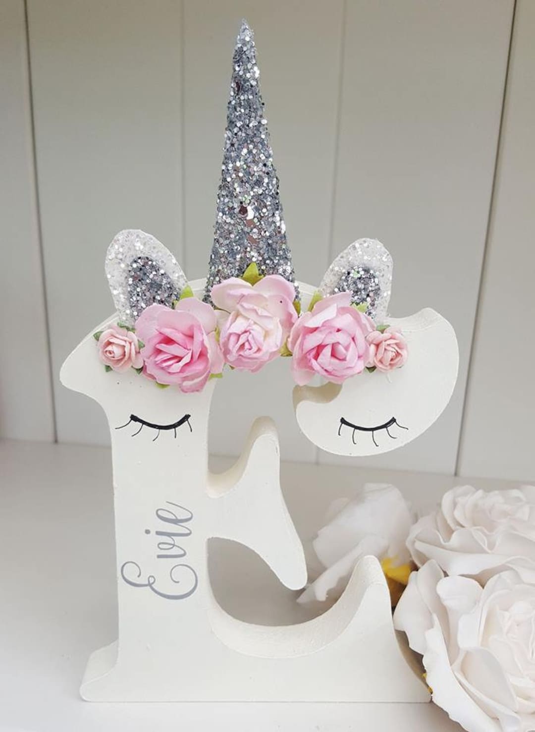 Handmade Personalised Wooden Freestanding Unicorn Letter Name. Bedroom ...
