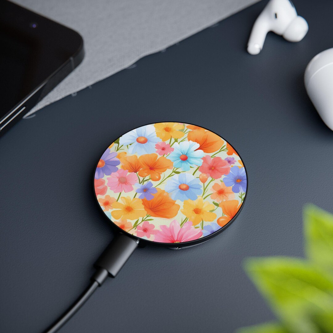 Floral Fantasy Wireless Charger for iPhone and Android Colorful Flower ...