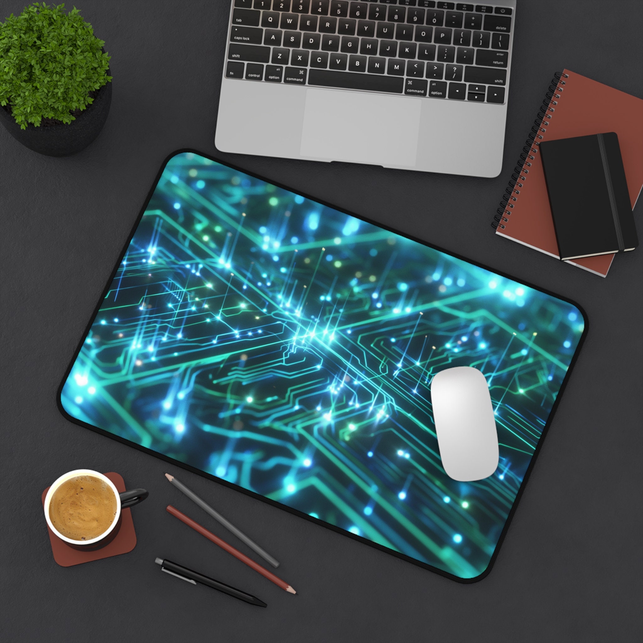 Electric Circuit Glow Desk Mat Tech-inspired Mouse Pad for Geeks and ...