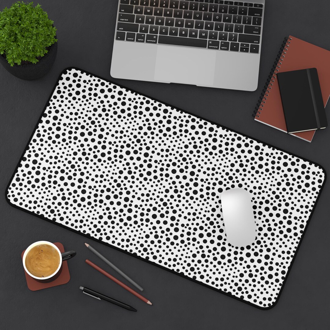 Black and White Dotted Desk Mat - Minimalist Large Mouse Pad for Office ...