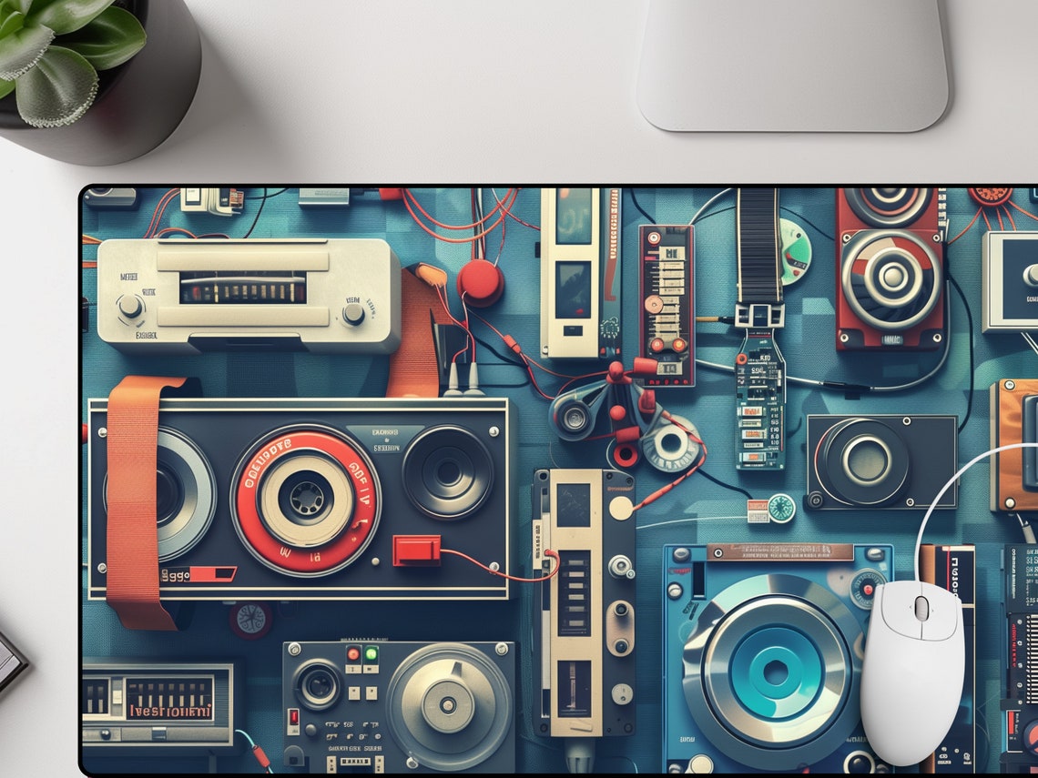 Retro Audio Equipment Collage Desk Mat Vintage Music Tech Mouse Pad - Etsy