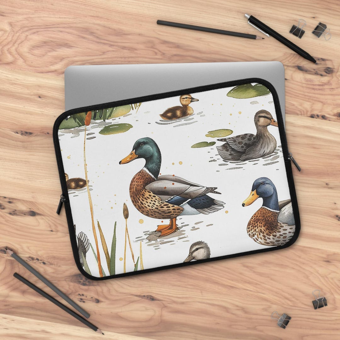 Mallard Duck Laptop Sleeve - Nature-inspired Waterfowl Design - Duck ...