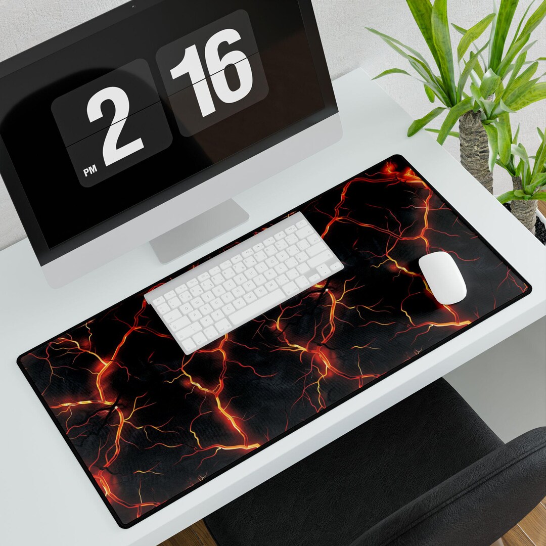 Fiery Lightning Desk Mat Extra Large Gaming Mouse Pad, Bold Electric ...