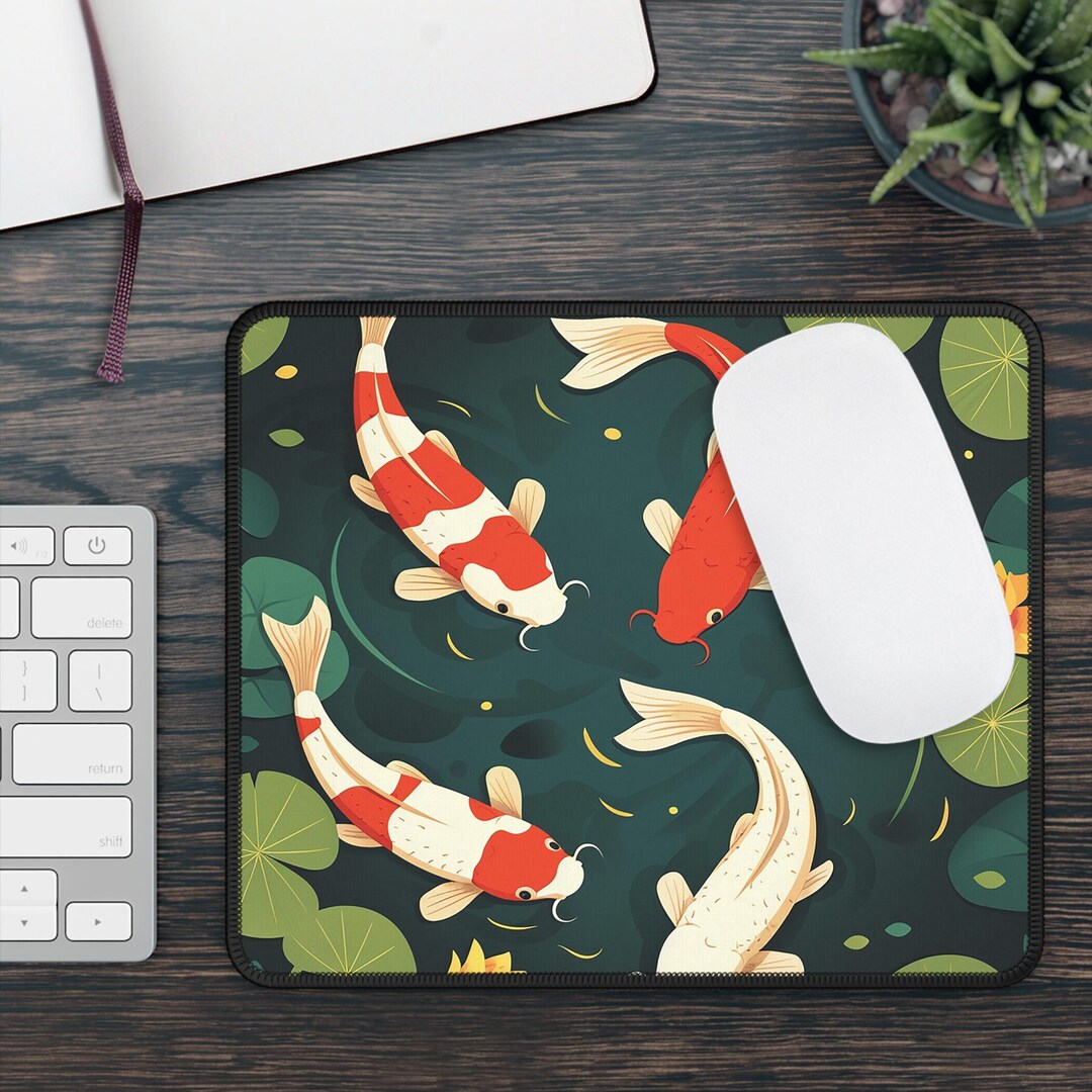 Koi Fish Mouse Pad for Zen Desk Decor - Artistic Japanese-inspired ...