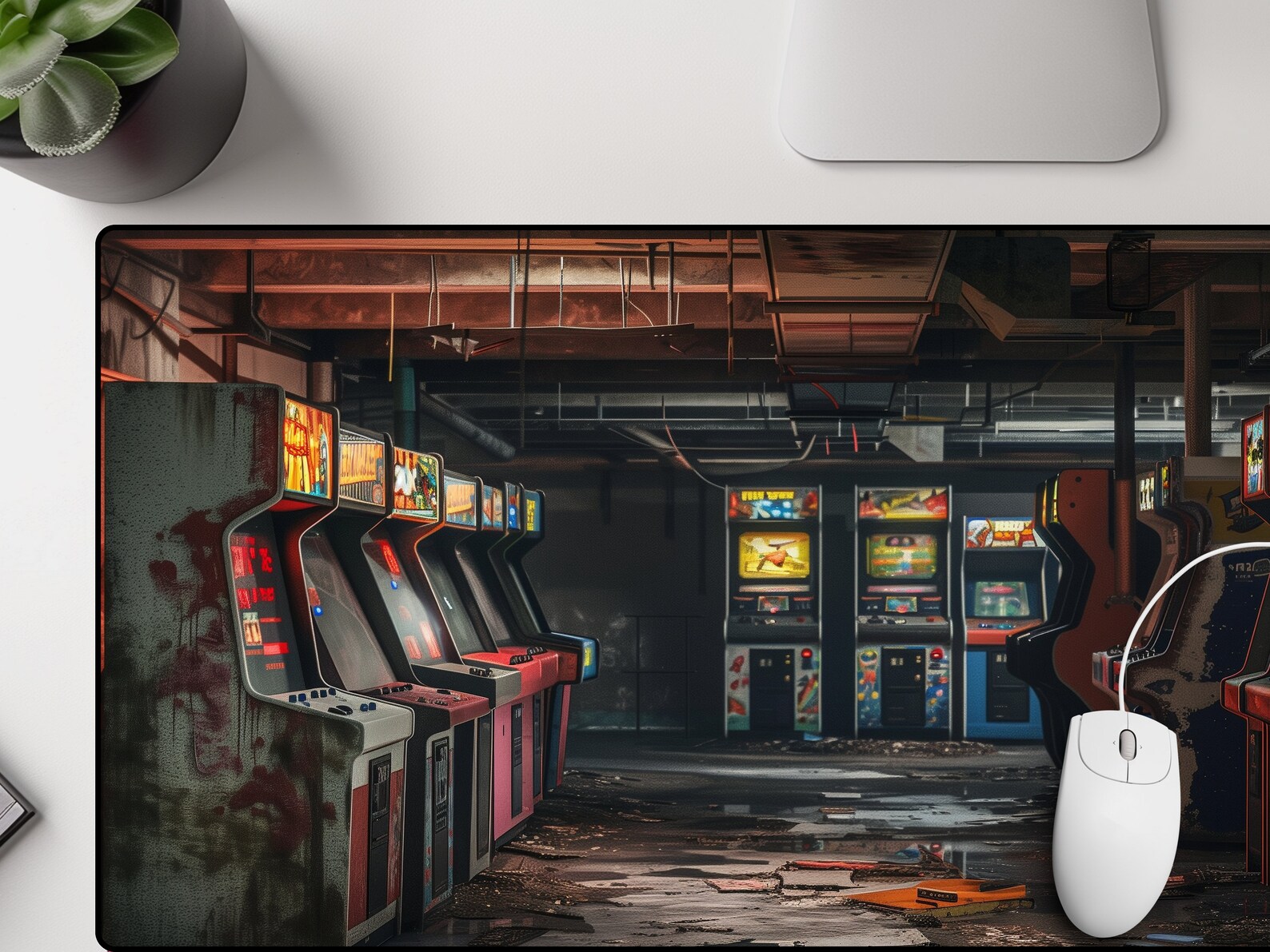 Abandoned Arcade Hall Desk Mat Vintage Game Nostalgia Mouse Pad - Etsy