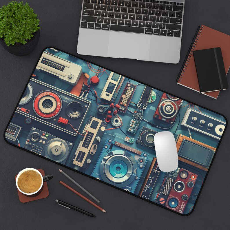 Retro Audio Equipment Collage Desk Mat Vintage Music Tech Mouse Pad - Etsy