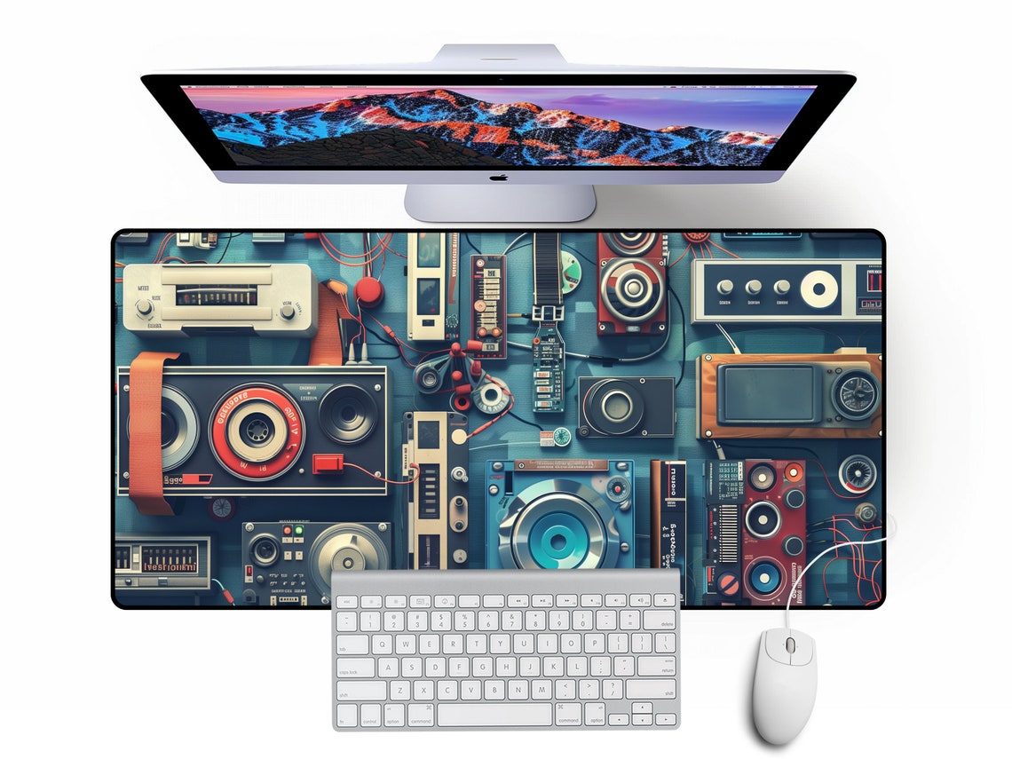 Retro Audio Equipment Collage Desk Mat Vintage Music Tech Mouse Pad - Etsy