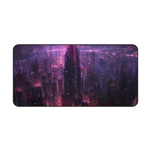 Magical Twilight City Desk Mat, Purple Hues Extended Mouse Pad, Dreamy ...