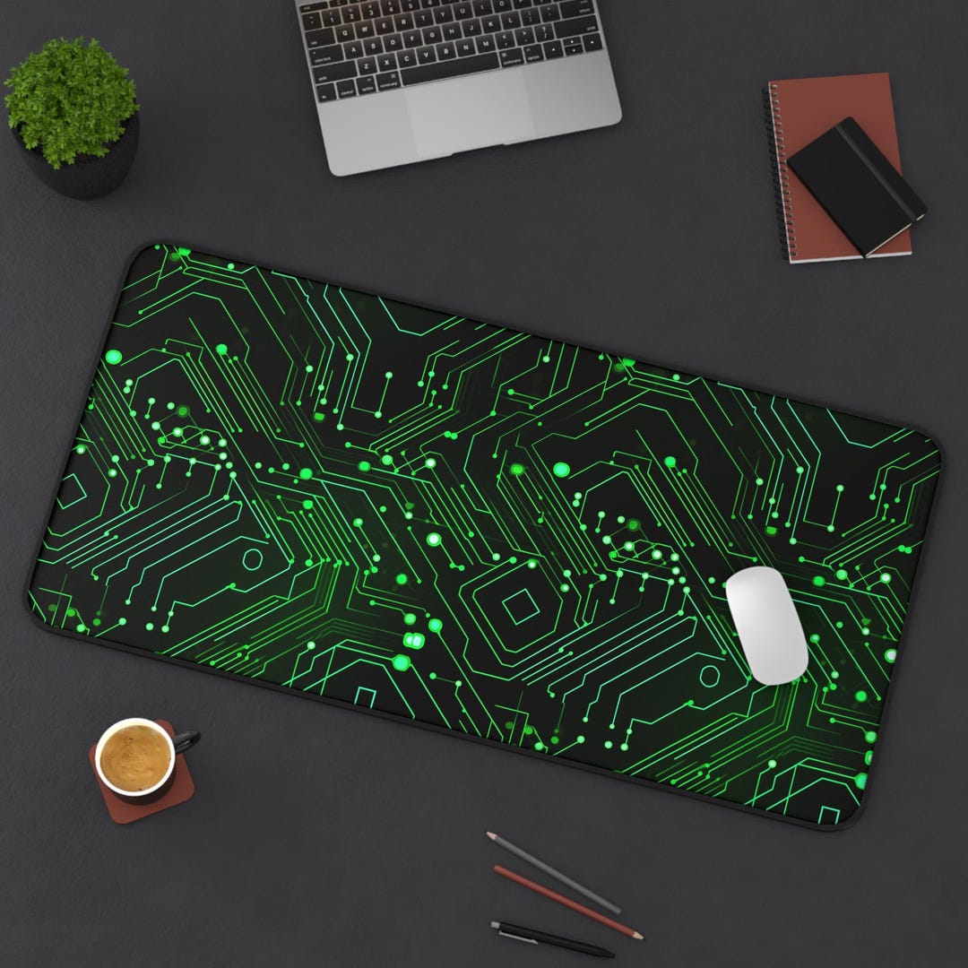 Green Circuit Board Desk Mat Large Gaming and Office Mouse Pad With ...