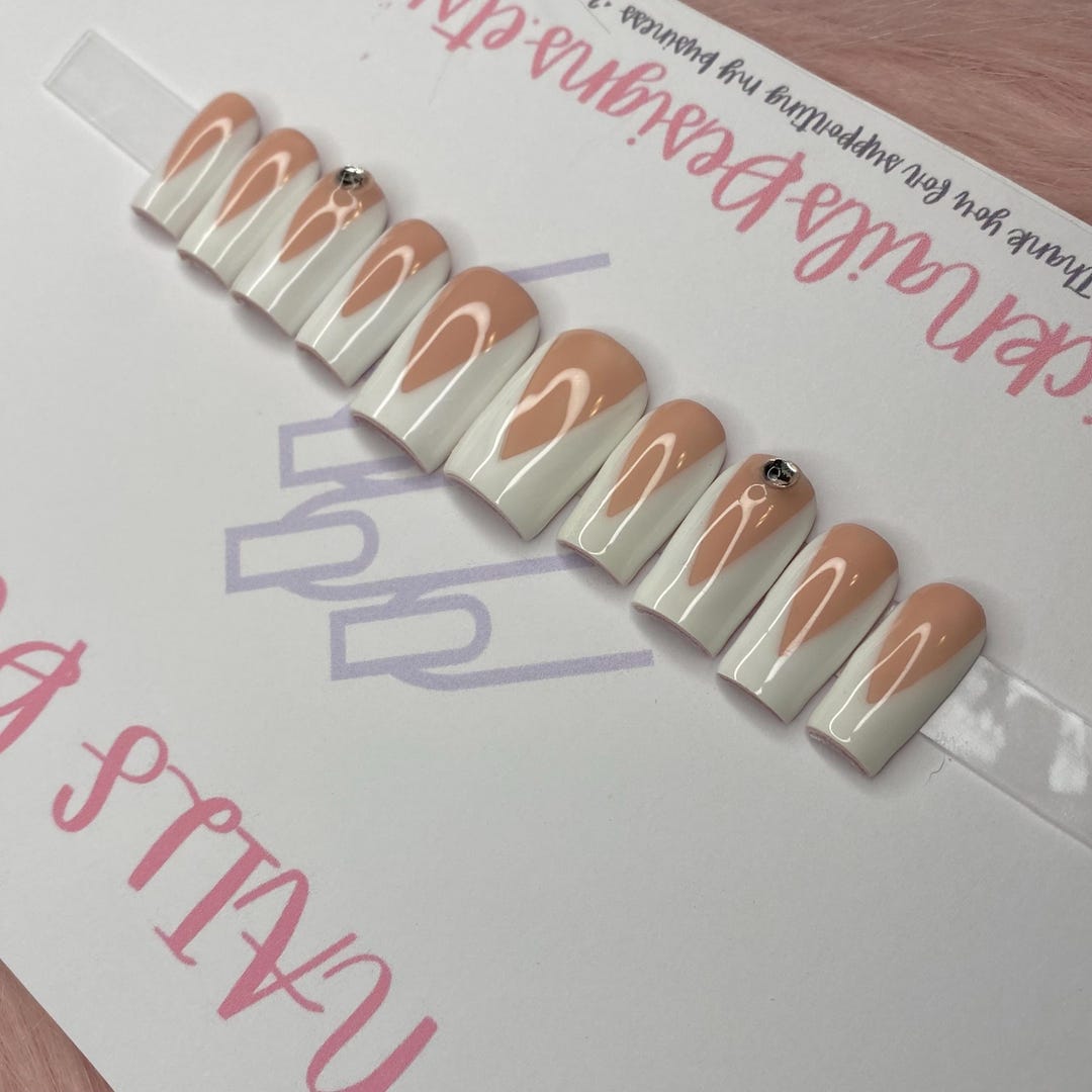 White Straight French Tip Nails / Red Bottom Nails / Nails With ...