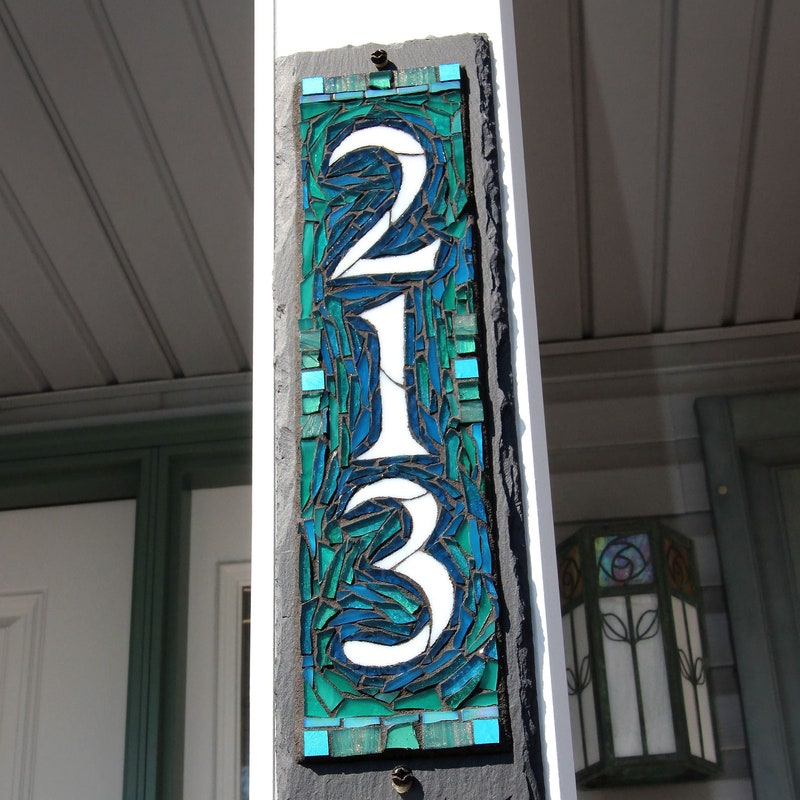 Mosaic Address Sign - Etsy