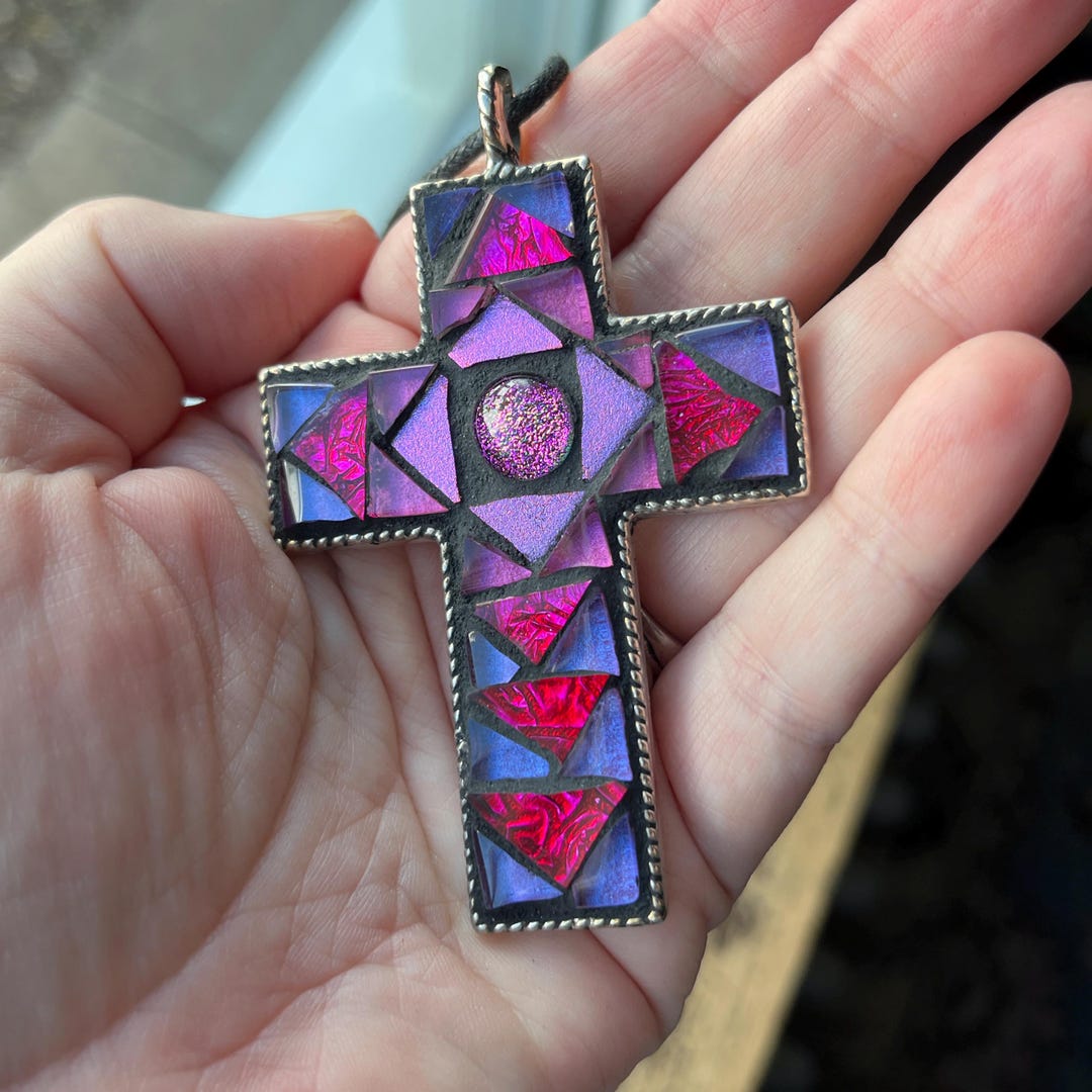 Violet and Rose Pectoral Cross in Mosaic - Etsy