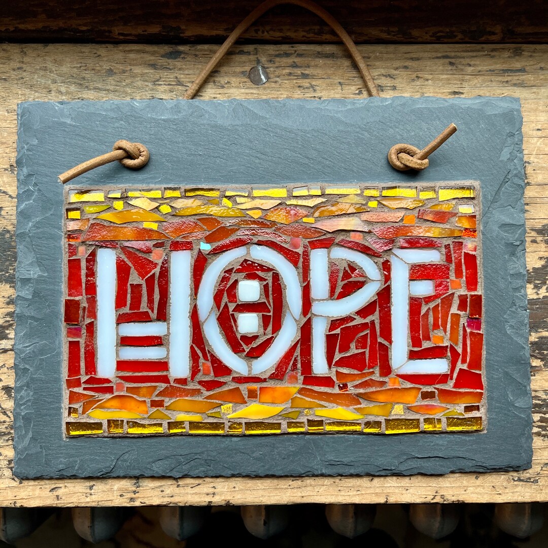 Hope Sign Mosaic on Slate in Arts and Crafts Style - Etsy