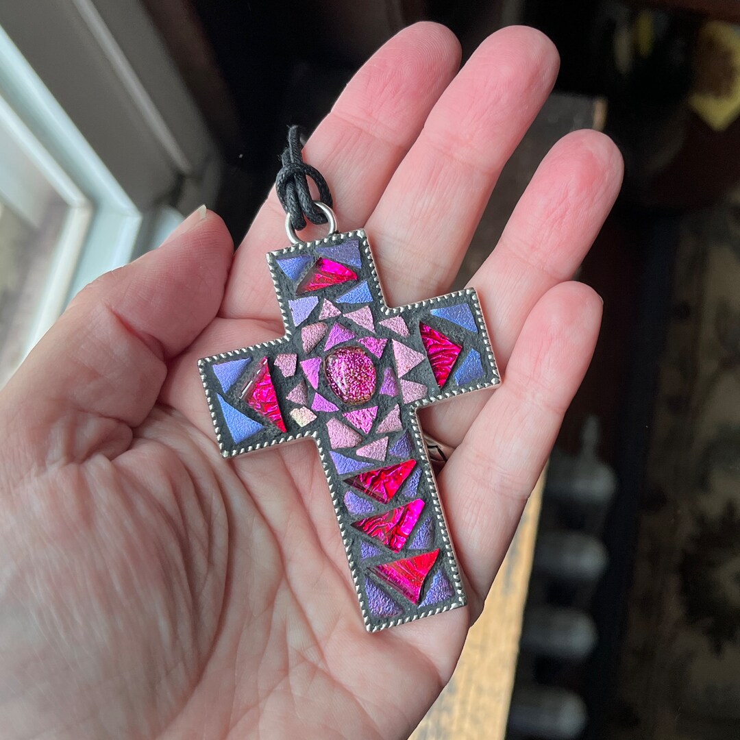 Violet and Rose Pectoral Cross in Mosaic - Etsy