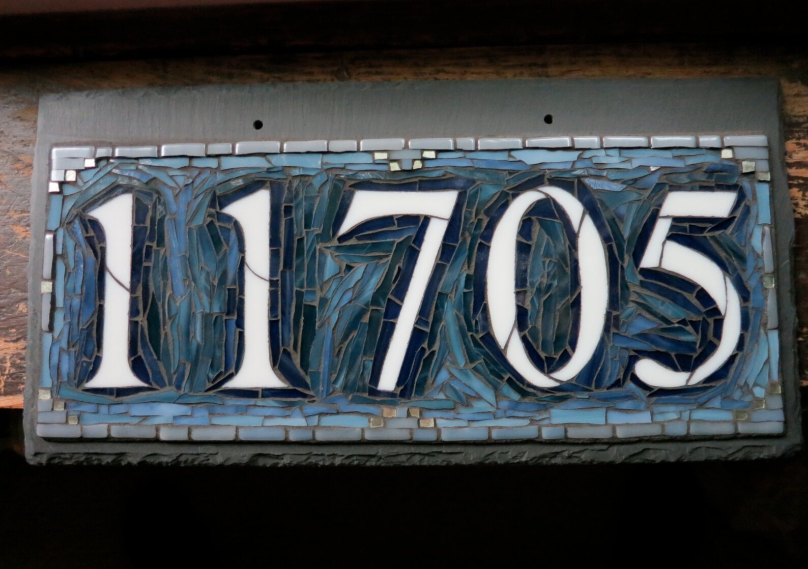 Mosaic House Number 5 Digits on 16x8 Inch Slate - Etsy