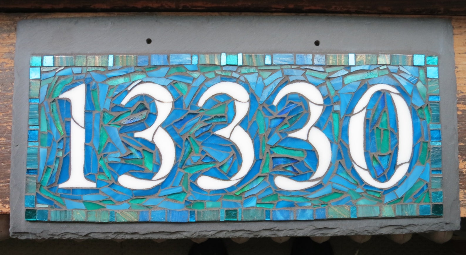 Mosaic House Number 5 Digits on 16x8 Inch Slate - Etsy