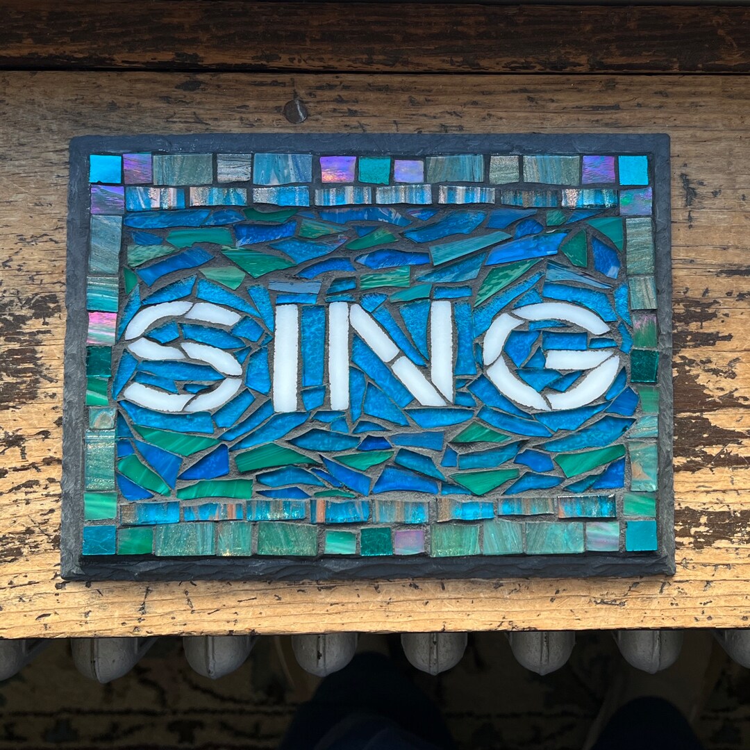 Sing Mosaic Word Sign on Slate - Etsy