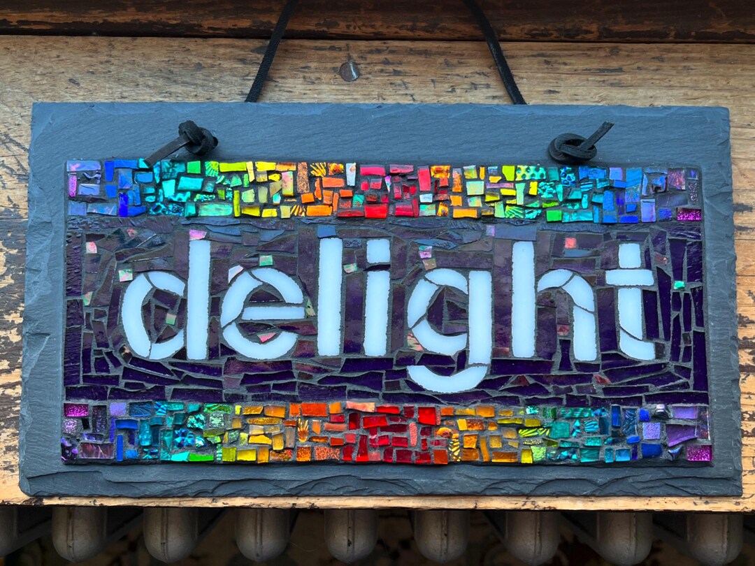 Mosaic Rainbow Delight Sign on Slate - Etsy