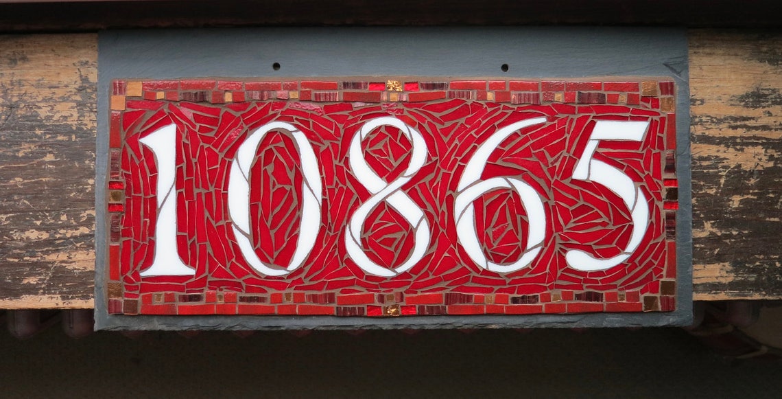 Mosaic House Number 5 Digits on 16x8 Inch Slate - Etsy