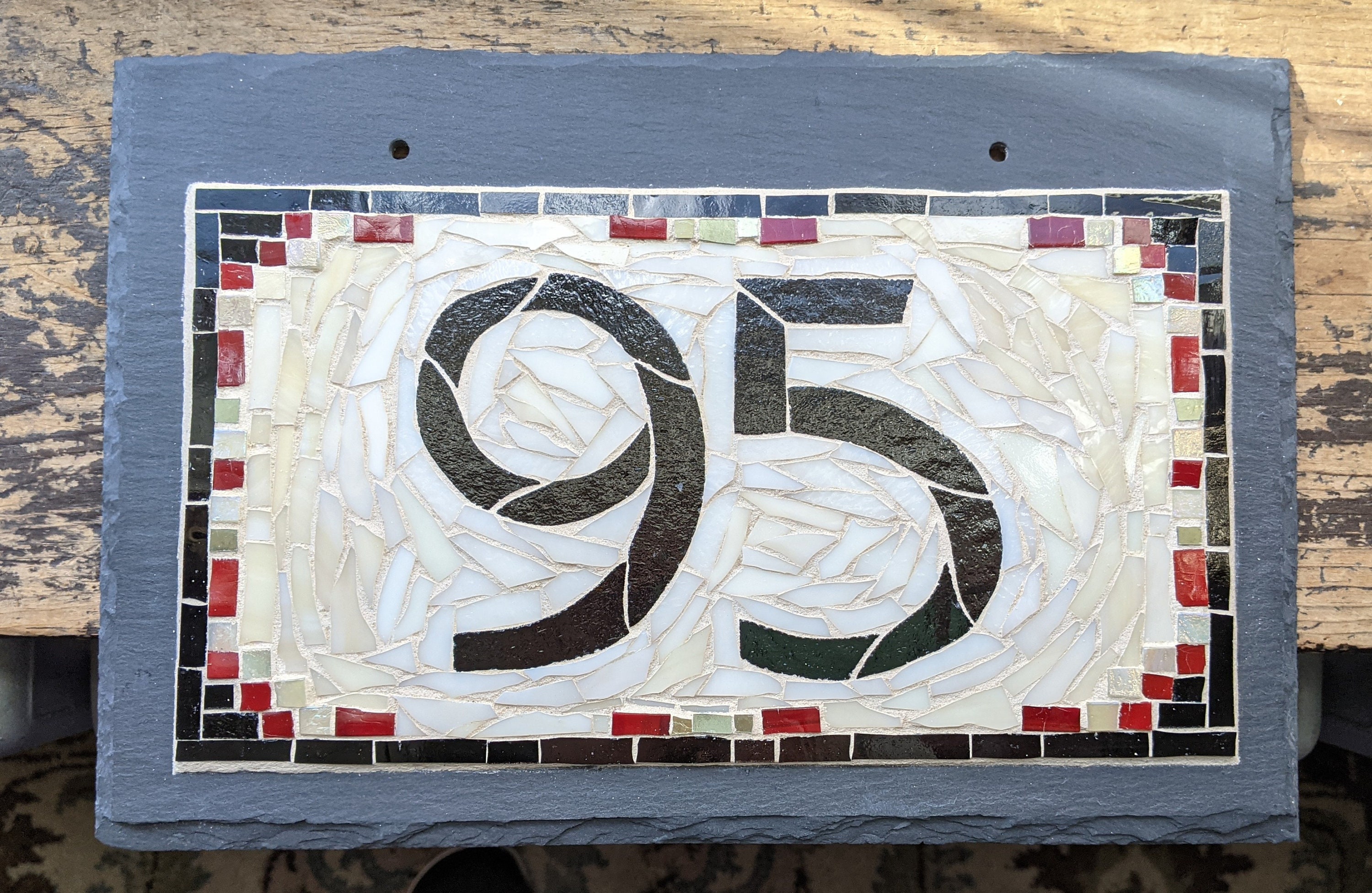 Arts and Crafts Mosaic House Number on Slate 2 digit 12x8 | Etsy