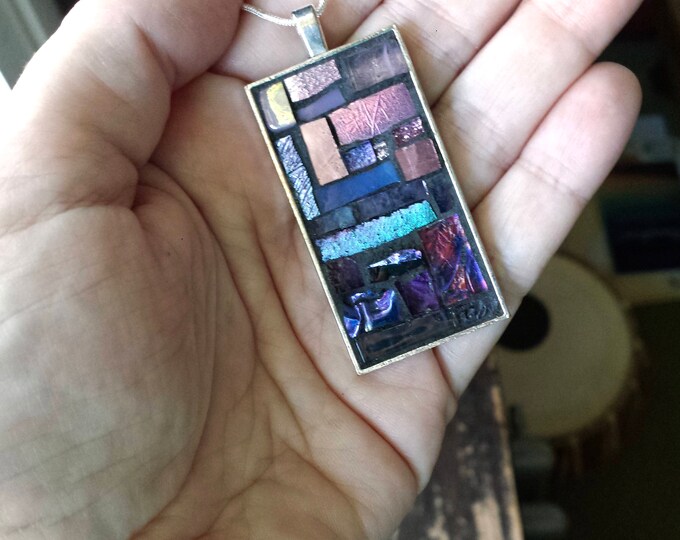 Purple Ombre Rectangular Pendant With Silver Bezel - Etsy