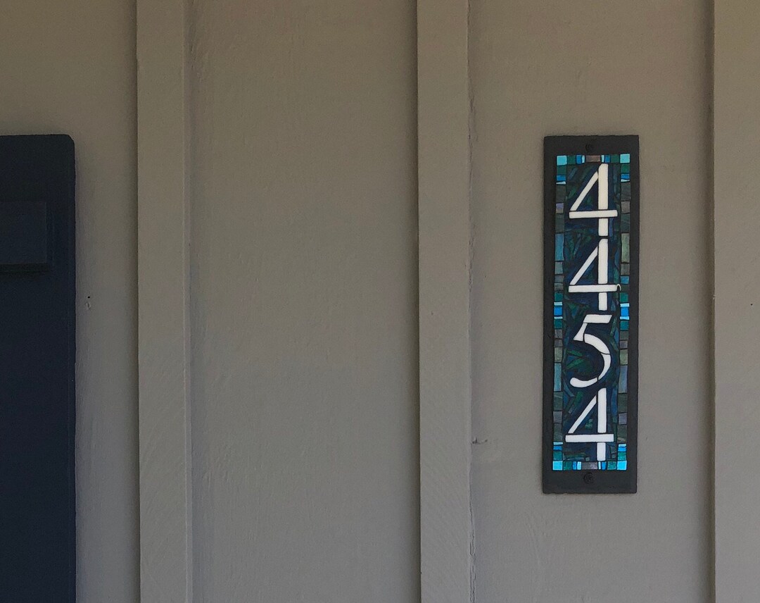 Vertical 4 Digit Mosaic House Number on Slate 4x15 Inches - Etsy