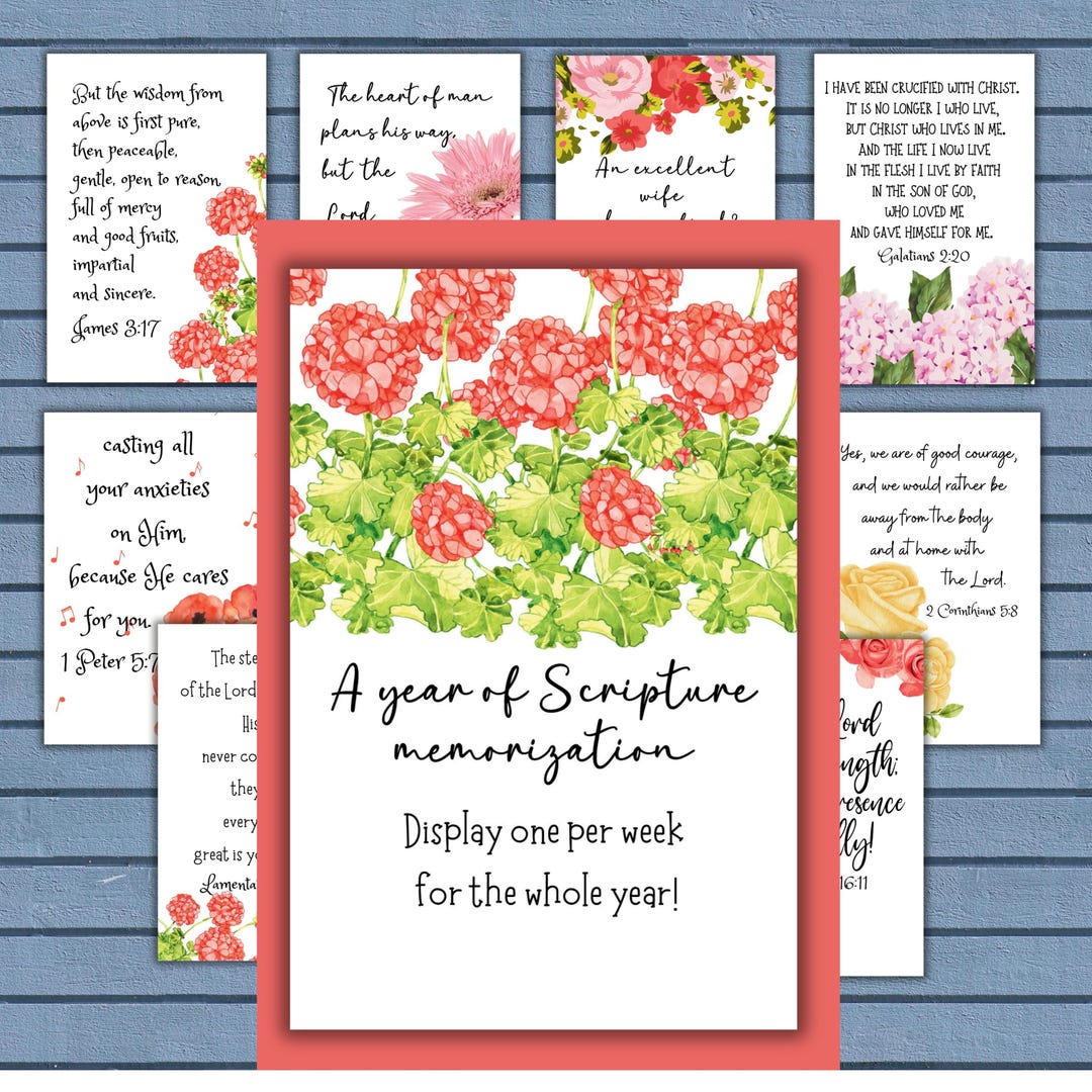 52 ESV Encouraging Verse Cards, Printable, Year of Scripture Cards ...