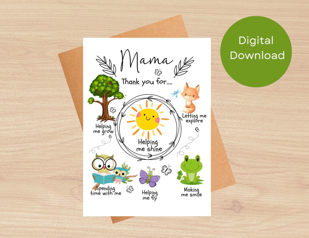 Card for Mama, Cute Mama Card From Kids, Mother's Day Card Digital ...
