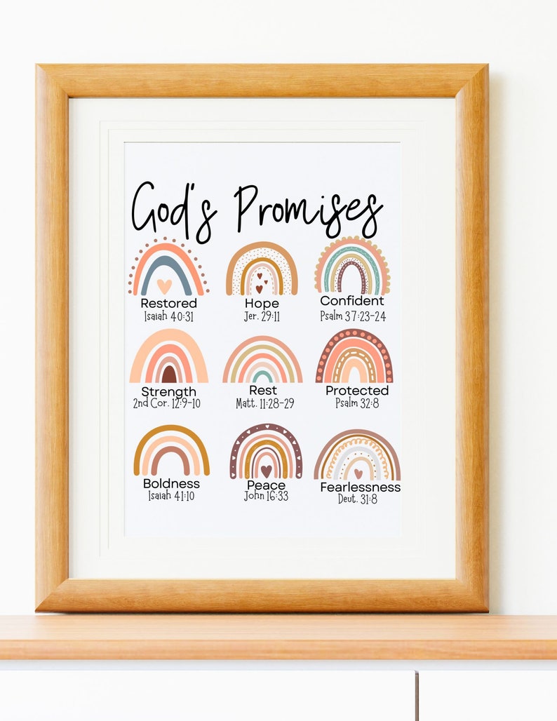 Boho Rainbow Instant Download, God's Promises Printable, Rainbow Wall ...