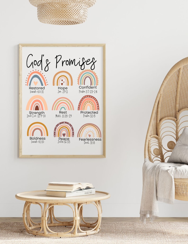 Boho Rainbow Instant Download, God's Promises Printable, Rainbow Wall ...