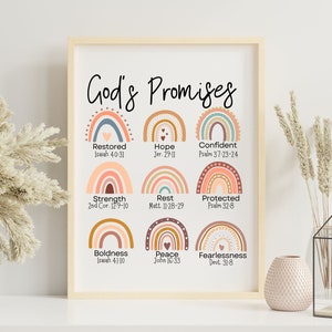 Boho Rainbow Instant Download, God's Promises Printable, Rainbow Wall ...