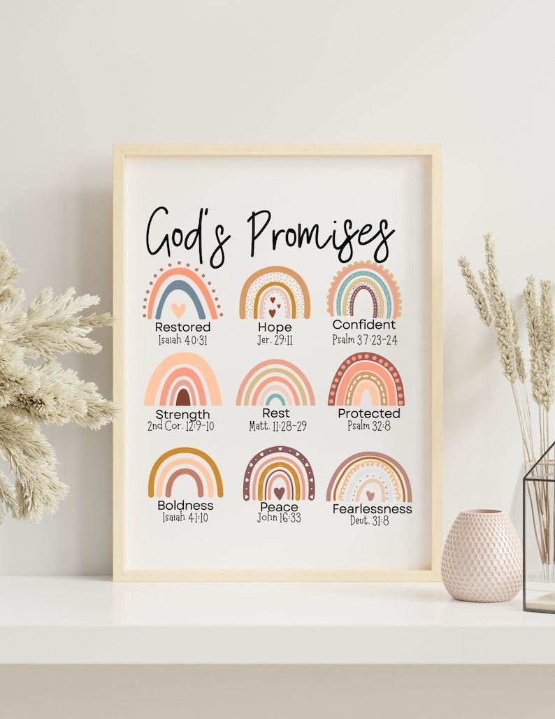 Boho Rainbow Instant Download, God's Promises Printable, Rainbow Wall ...