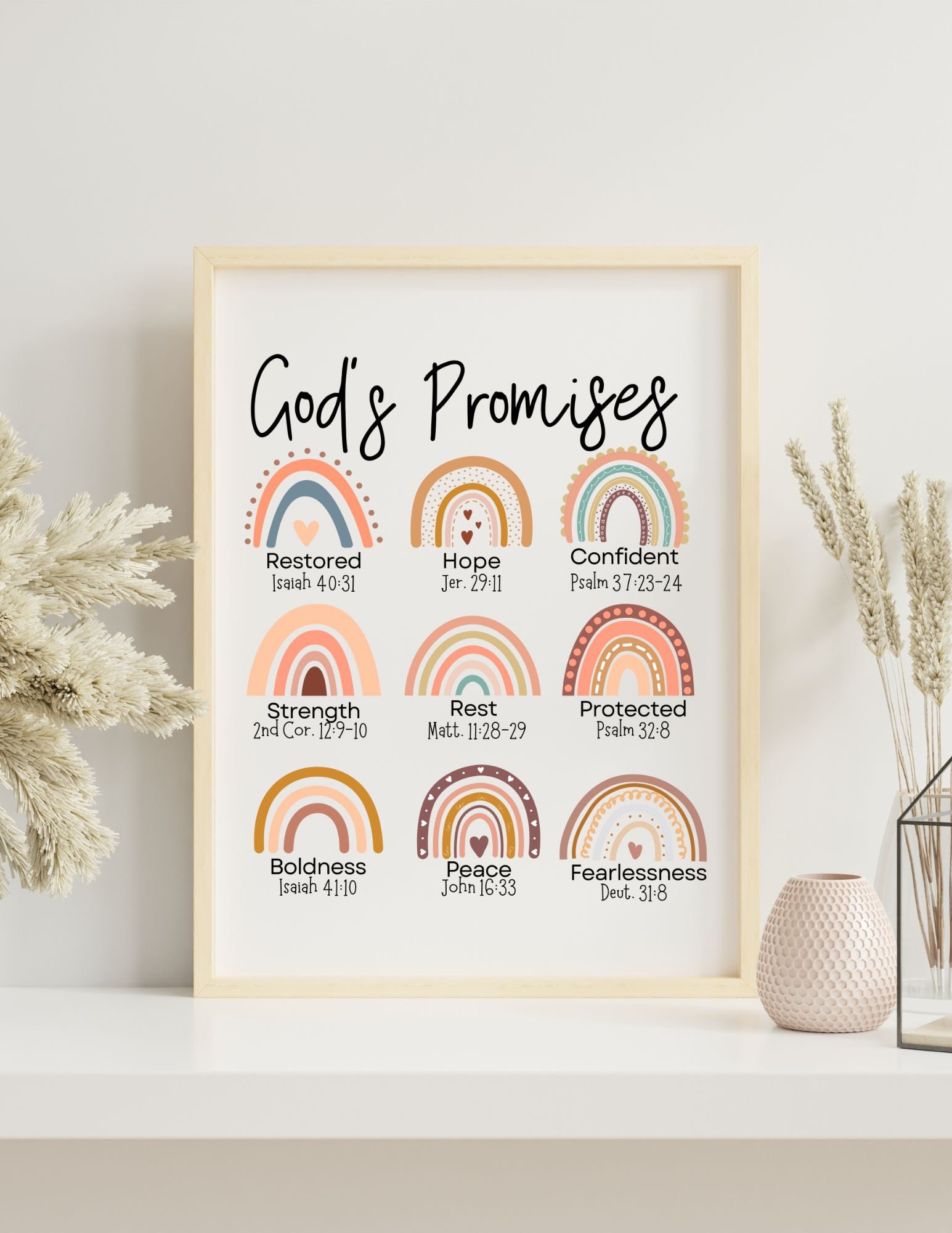 Boho Rainbow Instant Download, God's Promises Printable, Rainbow Wall ...