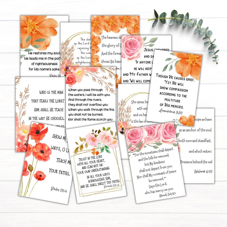 52 NKJV Encouraging Verse Cards, Printable, Year of Scripture Cards ...