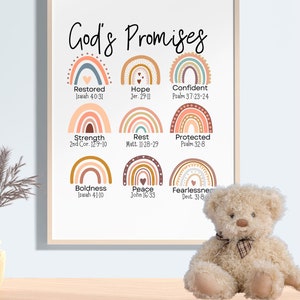Boho Rainbow Instant Download, God's Promises Printable, Rainbow Wall ...