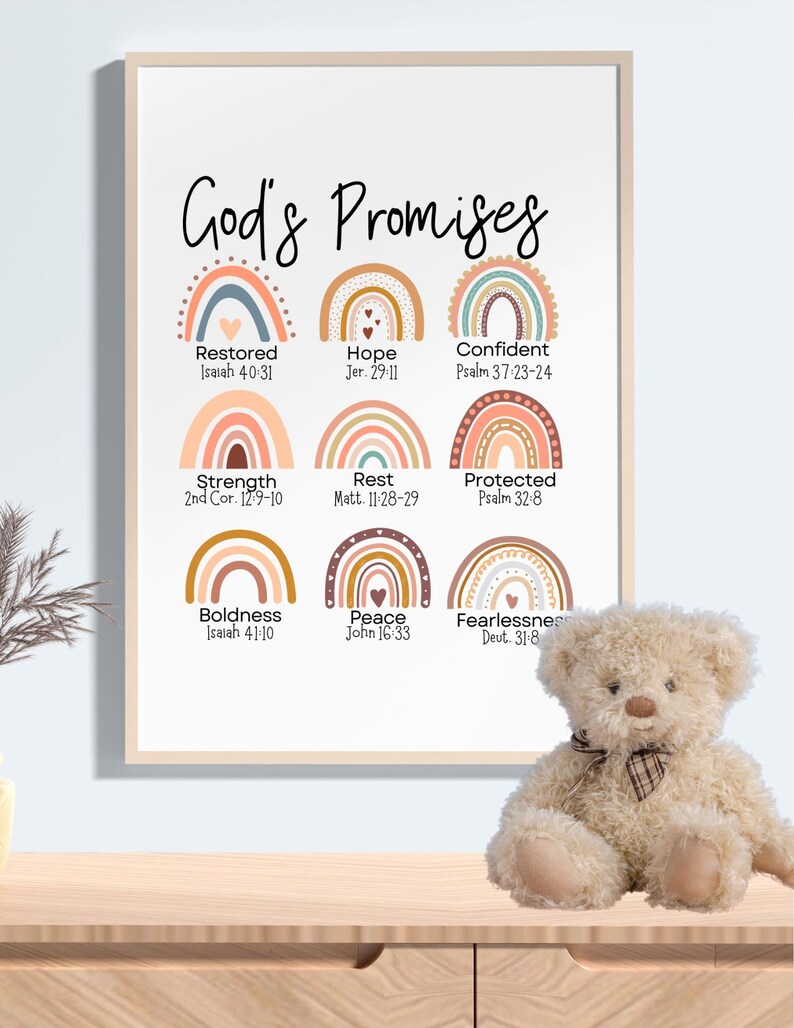 Boho Rainbow Instant Download, God's Promises Printable, Rainbow Wall ...