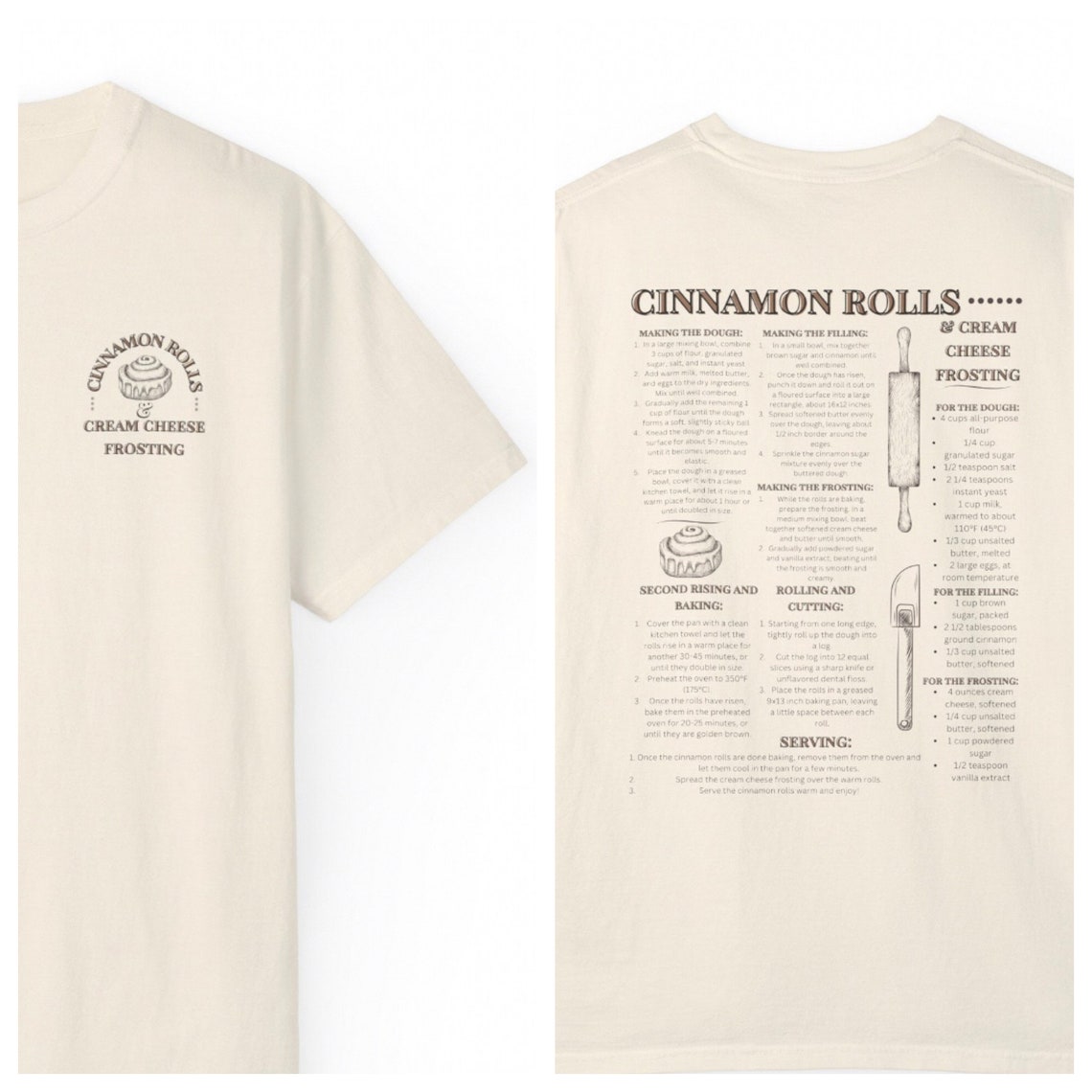 Novelty T-shirt 'cinnamon Rolls & Cream Cheese Frosting' Recipe Tee ...