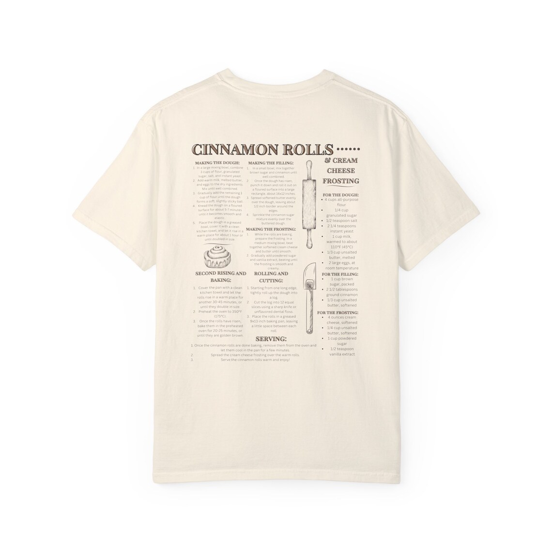 Novelty T-shirt 'cinnamon Rolls & Cream Cheese Frosting' Recipe Tee ...