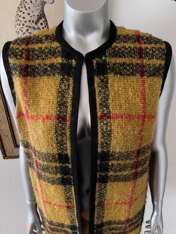 1970s Grand Scale Plaid Long Vest - Gem