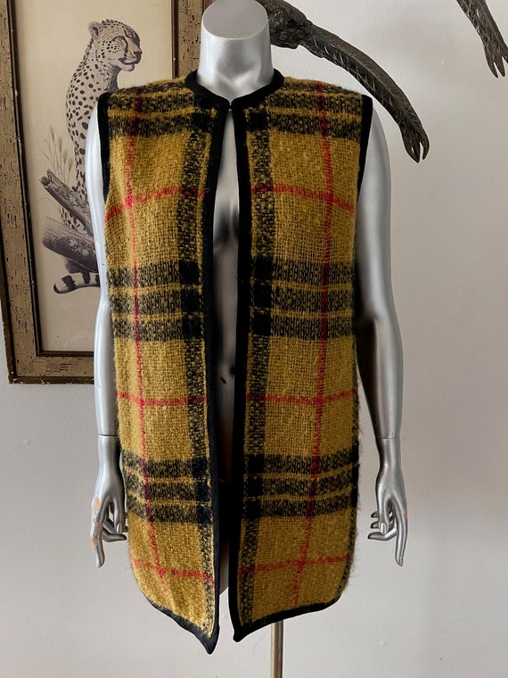 1970s Grand Scale Plaid Long Vest - Gem