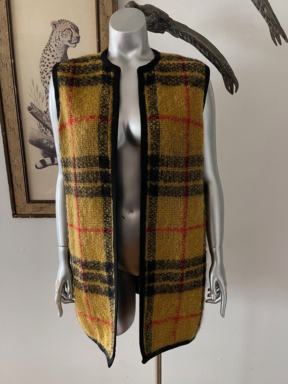 1970s Grand Scale Plaid Long Vest - Gem