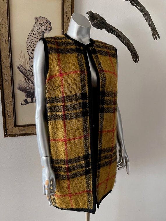 1970s Grand Scale Plaid Long Vest - Gem