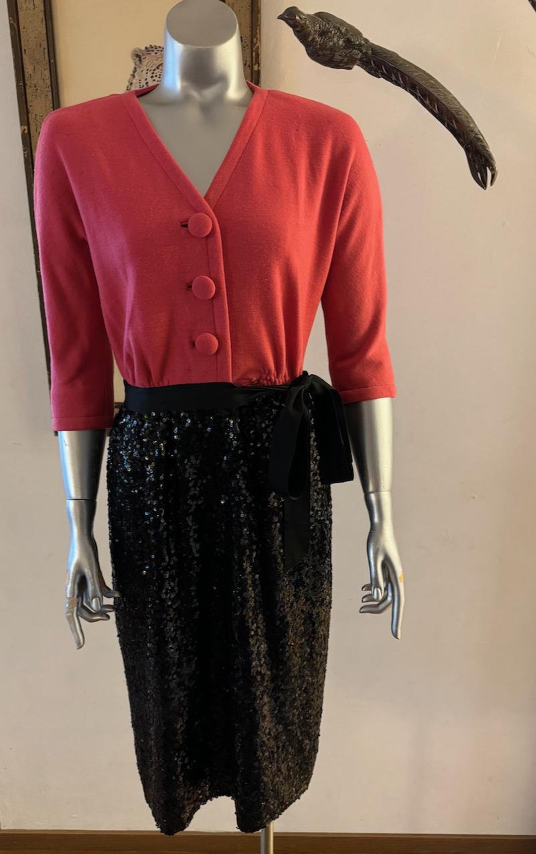 Larry Aldrich New York 1960s Sequin and Pink Cocktail Dress - Etsy