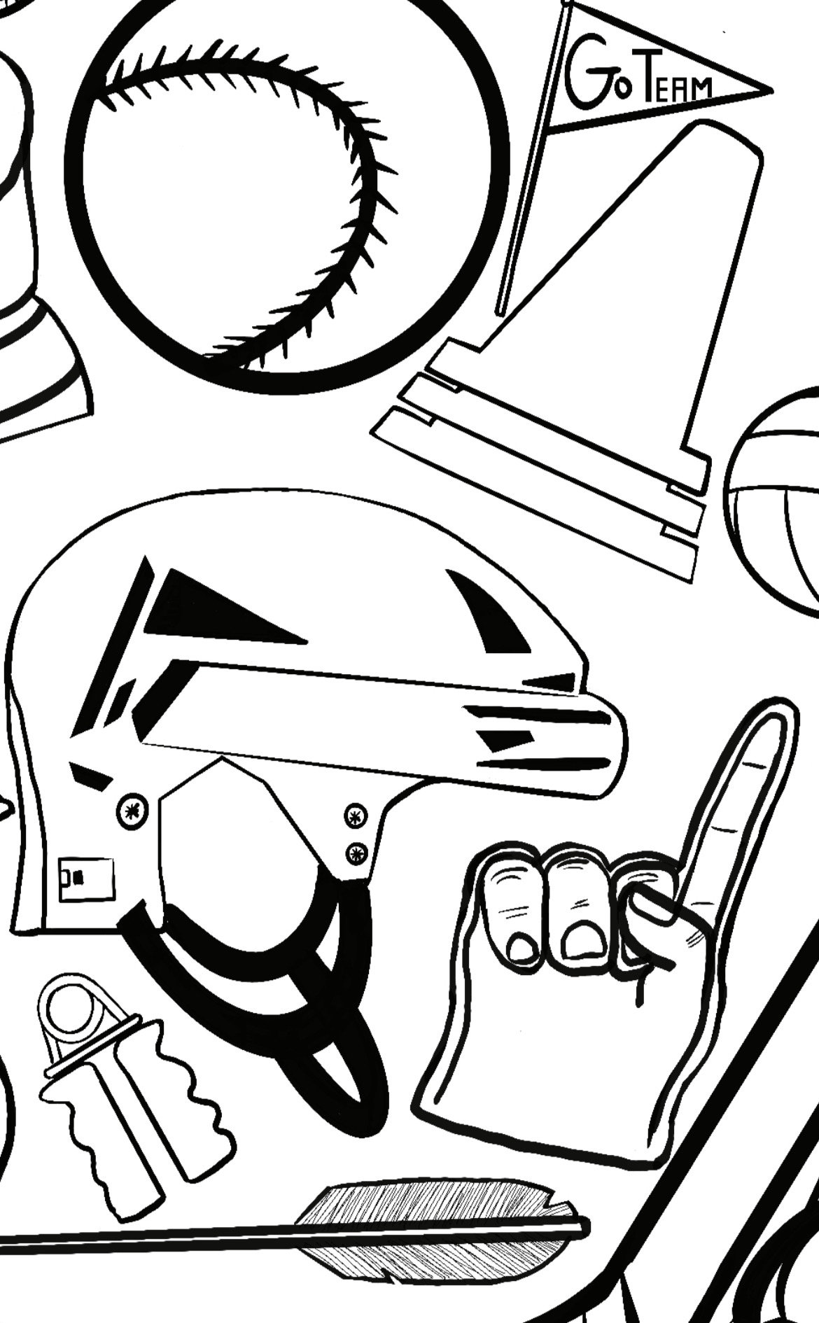 Sports Stuff PRINTABLE Coloring Page Equipment, Games, Fun, Hobbies ...