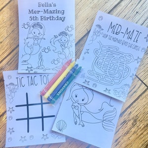 Personalized Mermaid Coloring Kit Favors, Mermaid Coloring Book Favors ...