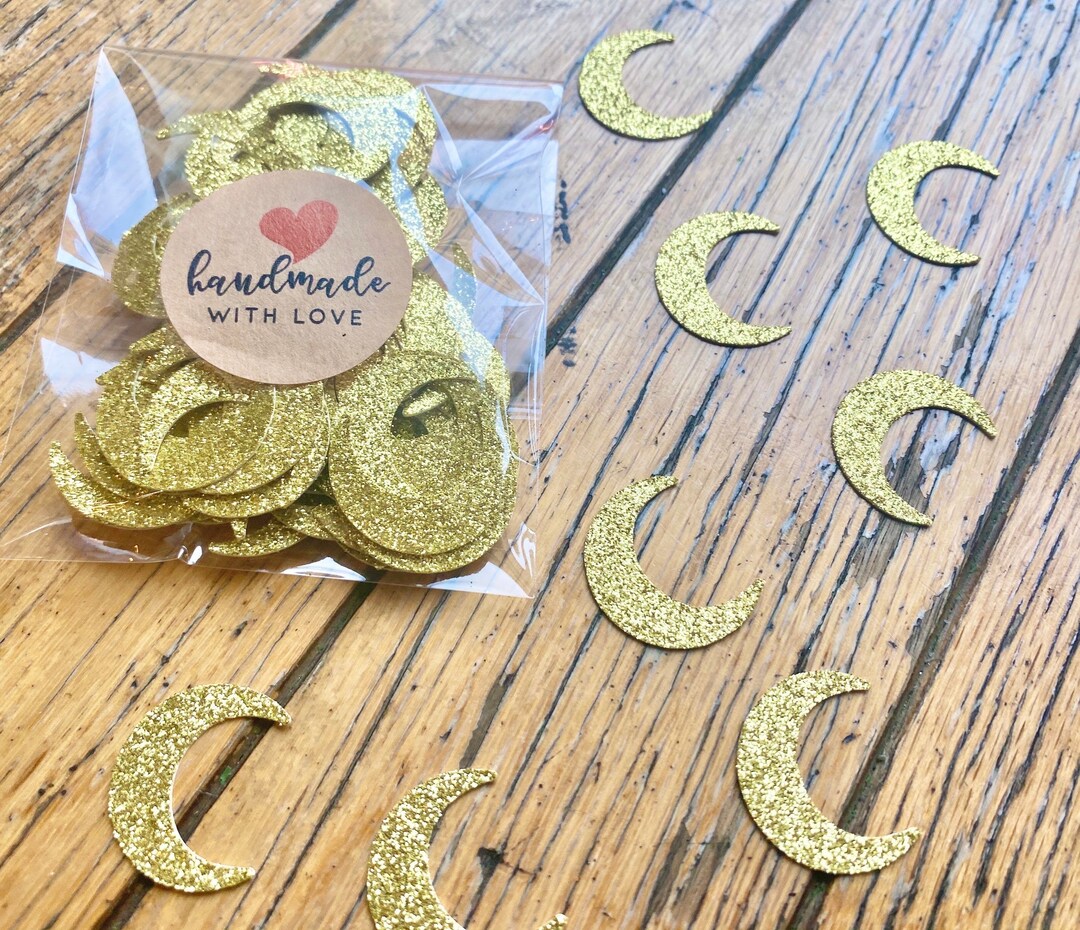 Glitter Moon Confetti, Moon Table Scatter, Cardstock Confetti, Glitter ...